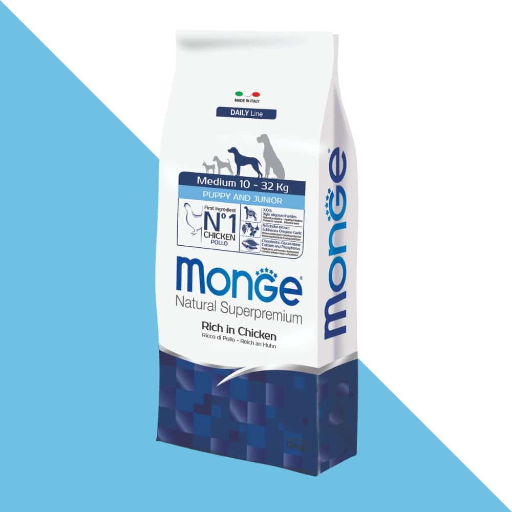 מונג' גורים לכלב בינוני - מדיום עוף 12 ק"ג Monge - ג'אנגו