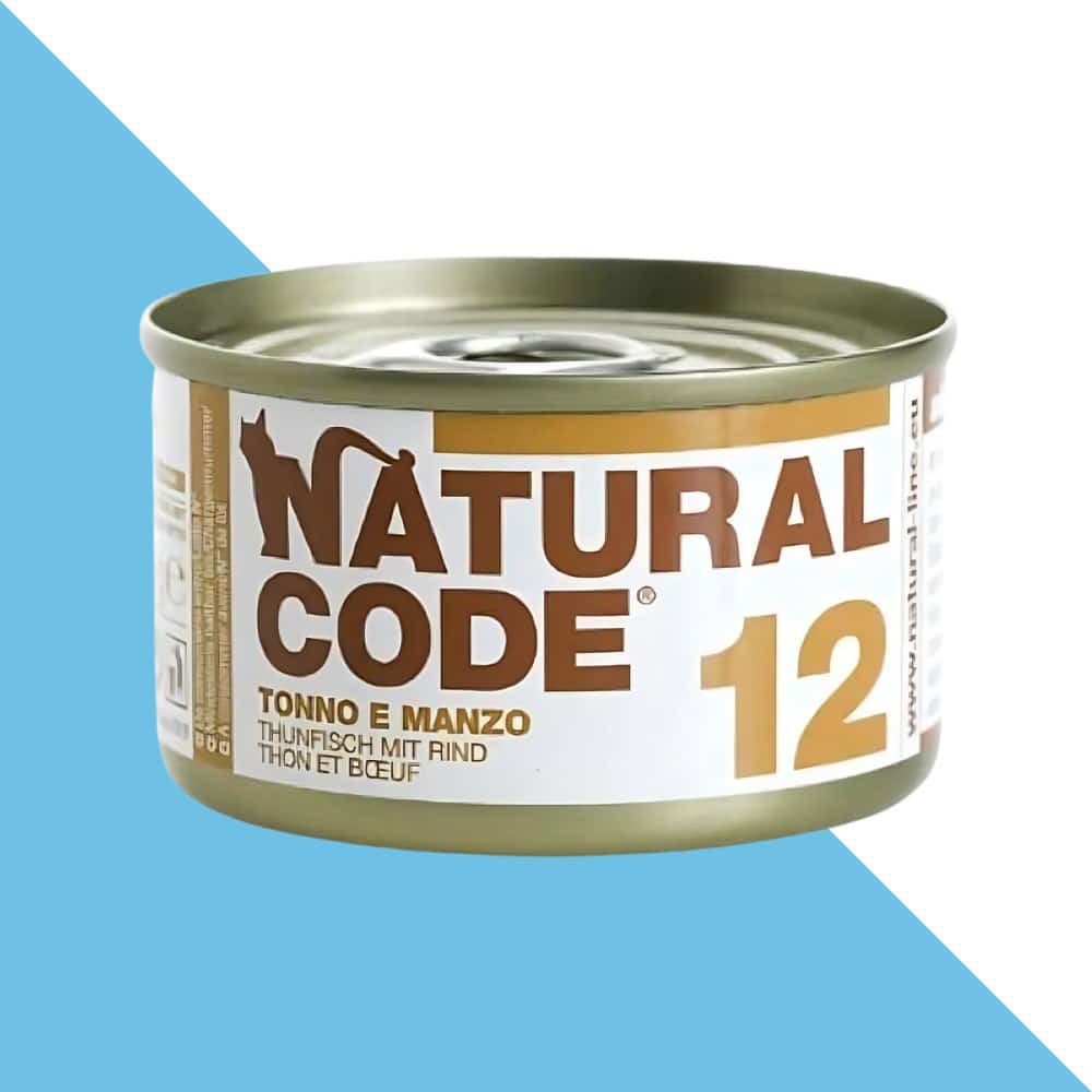 נטורל קוד 12 שימורי סופר פרימיום לחתול- טונה ובקר 85 גרם Natural Code ...
