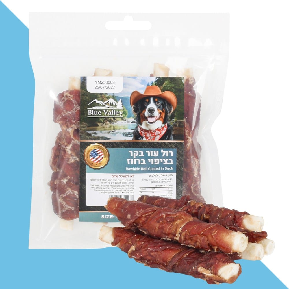 בלו וואלי גלילי עור בקר בציפוי ברווז - 5 יחידות 100 גרם blue valley - ג ...