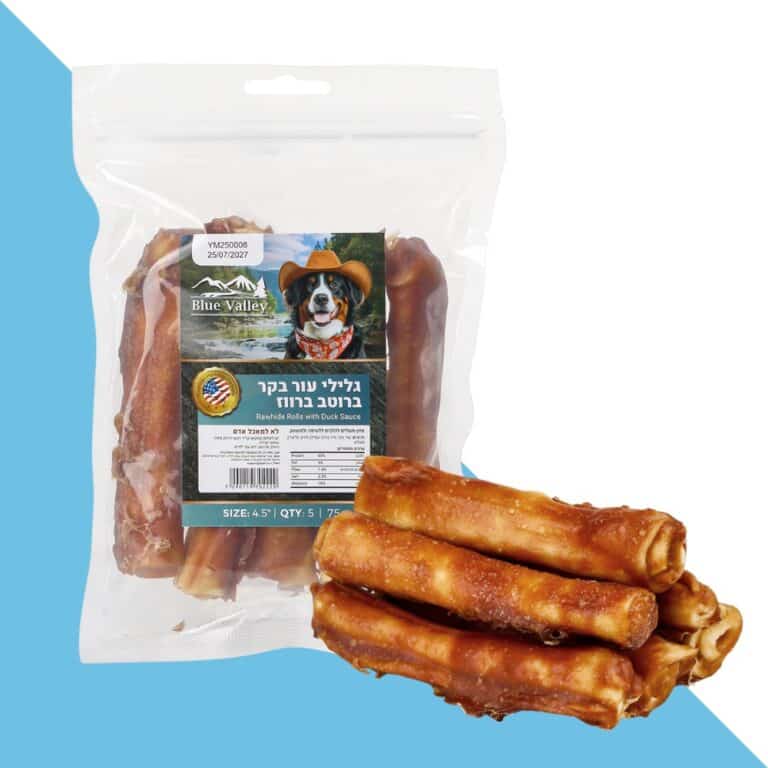 בלו וואלי גלילי עור בקר ברוטב ברווז - 5 יחידות 75 גרם blue valley - ג'אנגו